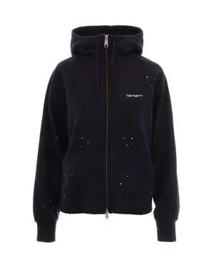 Carhartt Work In Progress Paint-splatter Zip-up Hoodie - Black