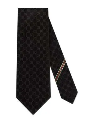 Gucci Double G Motif Handmade Silk Scarf, 8 X 146 Cm - Nero