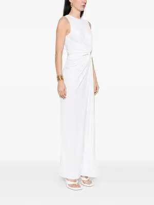 Sportmax Sleeveless Ruched Jersey Maxi Dress With Ring Detail