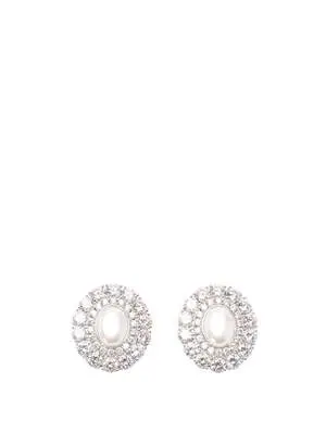 SELF-PORTRAIT Oval Crystal Earrings - Multicolor