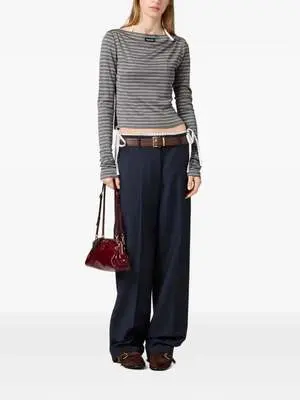 Miu Miu Striped Silk Long Sleeve T-shirt - Multicolor