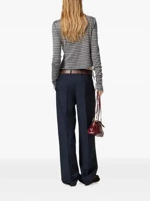 Miu Miu Striped Silk Long Sleeve T-shirt - Multicolor