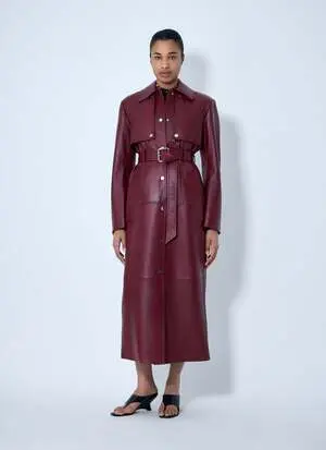 Sportmax Long Leather Belted Coat - Multicolor