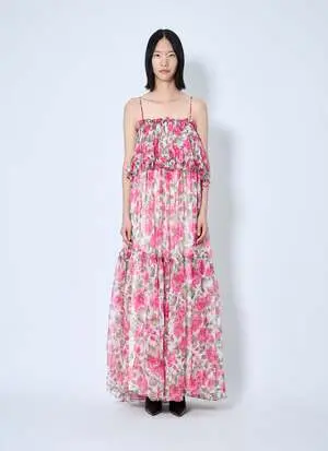 Chloé Long Silk Muslin Dress - Pink