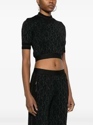 Palm Angels Lurex Knit Top With Monogram