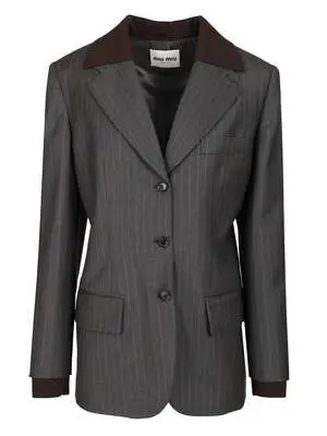 Miu Miu Tailored Single-breasted Blazer - Gray