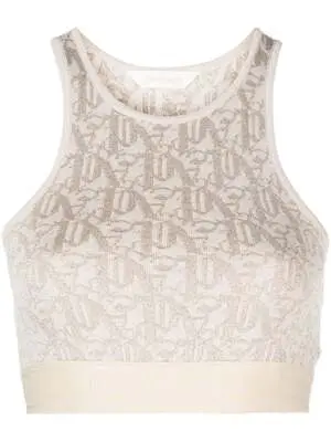 Palm Angels Monogram Lurex Knit Top - White