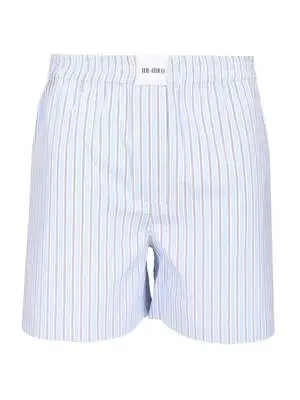 Attico Striped Cotton Shorts - Blue