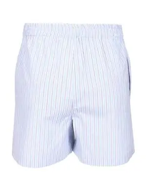 Attico Striped Cotton Shorts - Blue