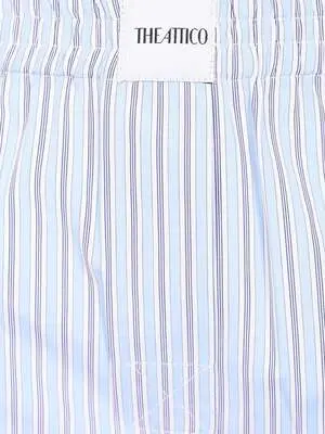 Attico Striped Cotton Shorts - Blue