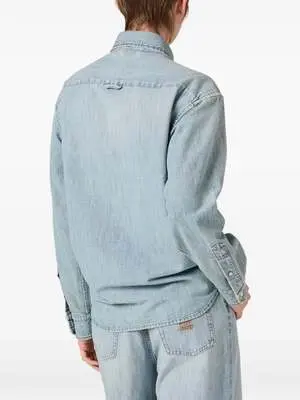 Miu Miu Long-sleeved Chambray Denim Shirt
