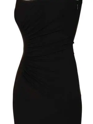 Versace Draped Sleeveless Midi Dress With Medusa '95 Accessory - Black