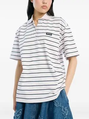 ROTATE BY BIRGER CHRISTENSEN Striped Organic Cotton Jersey Polo Shirt