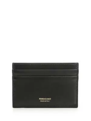 FERRAGAMO Leather Card Holder - Black
