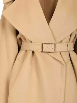 Sportmax Pure Wool Belted Coat With Notched Lapel
