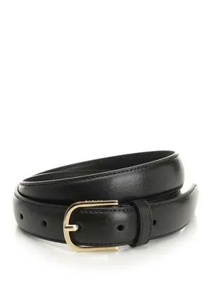 TOTEME Slim Leather Trouser Belt - Black