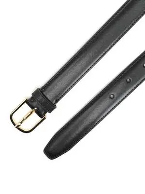 TOTEME Slim Leather Belt With Gold-tone Buckle - Black