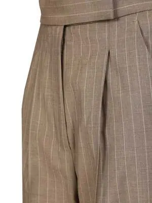 Max Mara Pinstriped Virgin Wool Trousers - Brown