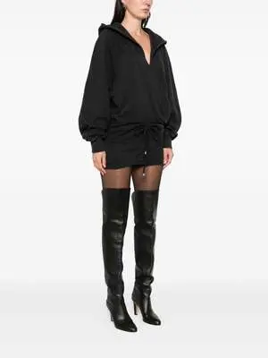Attico Jersey Sweatshirt Dress - Black