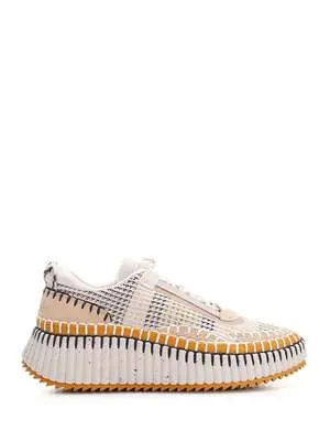 Chloé Nama Mixed Material Sneakers - Cream