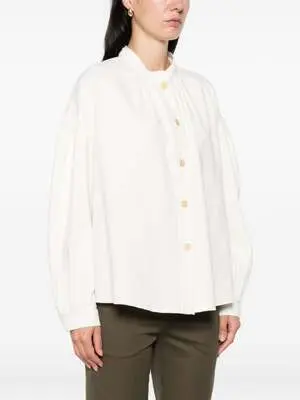 FORTE_FORTE Cotton Shirt With Puff Sleeves - White
