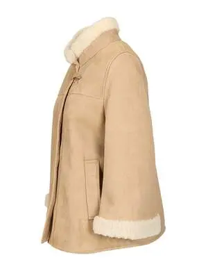 FAY Sheepskin Cape With Hook Detail