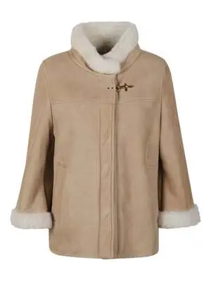FAY Sheepskin Cape With Hook Detail
