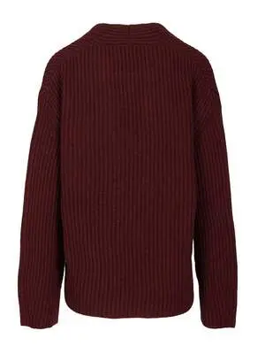 FORTE_FORTE Ribbed V-neck Sweater In Wool And Cashmere