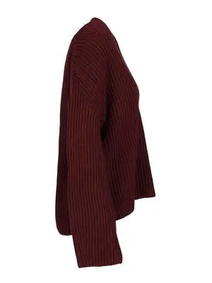 FORTE_FORTE Ribbed V-neck Sweater In Wool And Cashmere