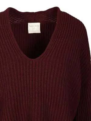 FORTE_FORTE Ribbed V-neck Sweater In Wool And Cashmere