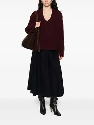 FORTE_FORTE Ribbed V-neck Sweater In Wool And Cashmere