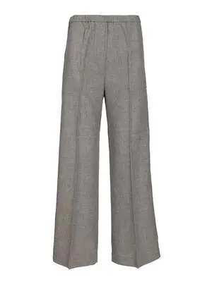 TOTEME Wide Leg Canvas And Wool Trousers - Gray