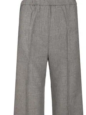 TOTEME Wide Leg Canvas And Wool Trousers - Gray
