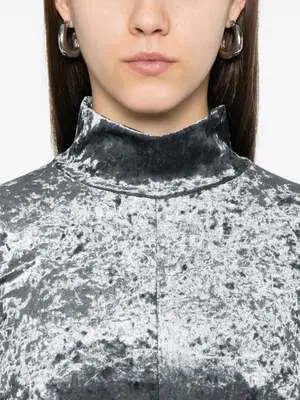 FORTE_FORTE Iridescent Stretch Velvet Turtleneck - Gray
