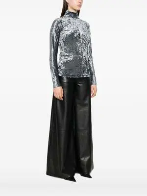 FORTE_FORTE Iridescent Stretch Velvet Turtleneck - Gray