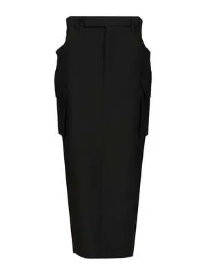 Rick Owens Firebanks Wool Midi Skirt - Black