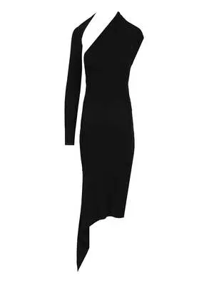 COURREGES Asymmetrical One-shoulder Crepe Jersey Dress