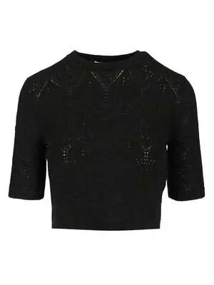 P.a.r.o.s.h Wool Blend Openwork Cropped Sweater
