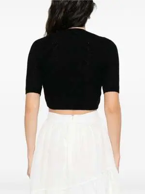 P.a.r.o.s.h Wool Blend Openwork Cropped Sweater