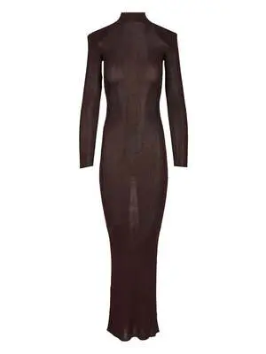 SELF-PORTRAIT Long Viscose Knit Dress With Removable Shoulder Straps