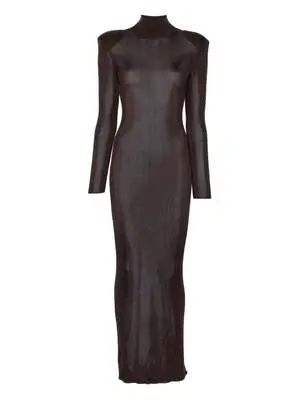 SELF-PORTRAIT Long Viscose Knit Dress With Removable Shoulder Straps