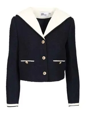 SELF-PORTRAIT Bouclé Jacket - Blue