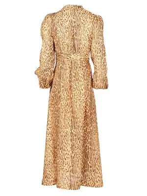 Zimmermann Leopard Print V-neck Midi Dress