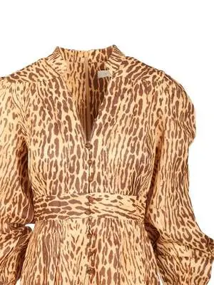 Zimmermann Leopard Print V-neck Midi Dress