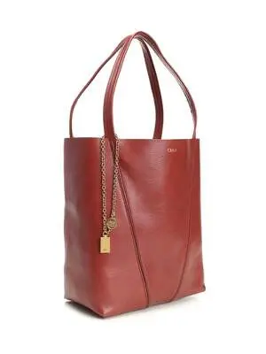 Chloé Spin Large Hammered Leather Tote Bag - Brown