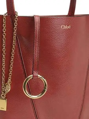 Chloé Spin Large Hammered Leather Tote Bag - Brown