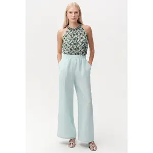 EXQUISE Elasticated Waist Linen Blend Trousers