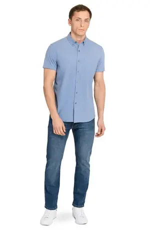 W.R.K Reworked Slim Fit Solid Short Sleeve Cotton Button-down Shirt