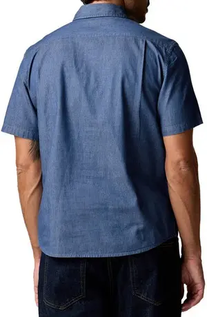 Rvca Denim Days Stripe Short Sleeve Button-up Shirt