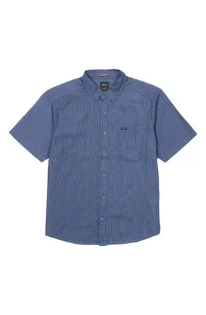Rvca Denim Days Stripe Short Sleeve Button-up Shirt
